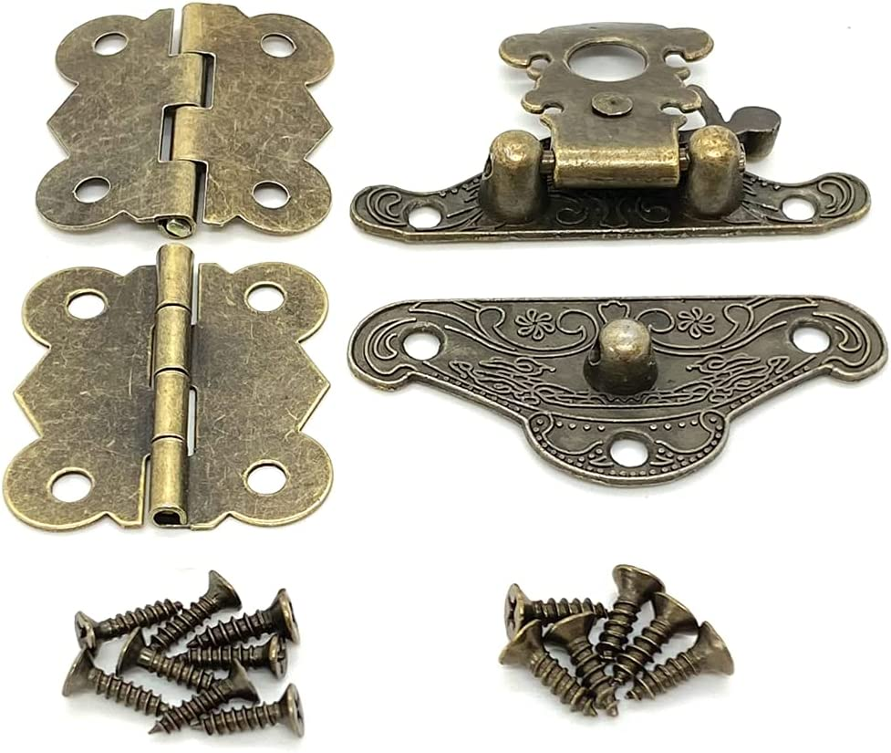 6Set Retro Design Jewelry Box Hinges and Antique Hasp Latch Decorative ...