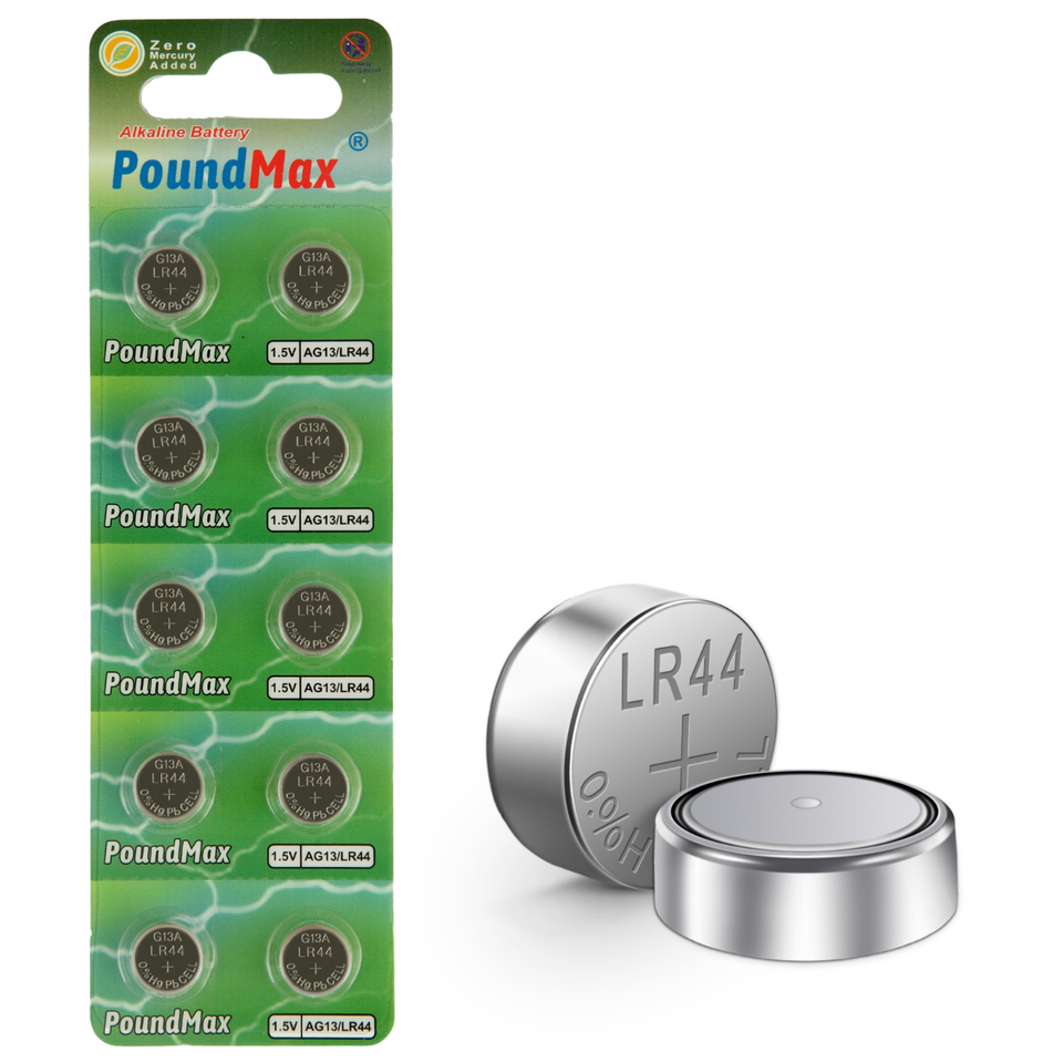 PoundMax AG13 LR44 Batteries 1.5v Alkaline Button Battery Combo Pack ...