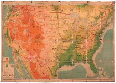 L Philip DENOYER / Color Lithographic Map Physical-Political United ...