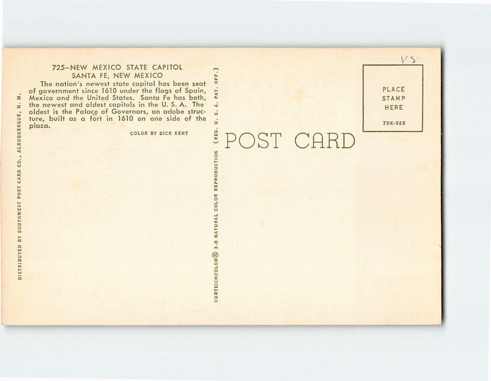 Postcard New Mexico State Capitol Santa Fe New Mexico USA North America ...