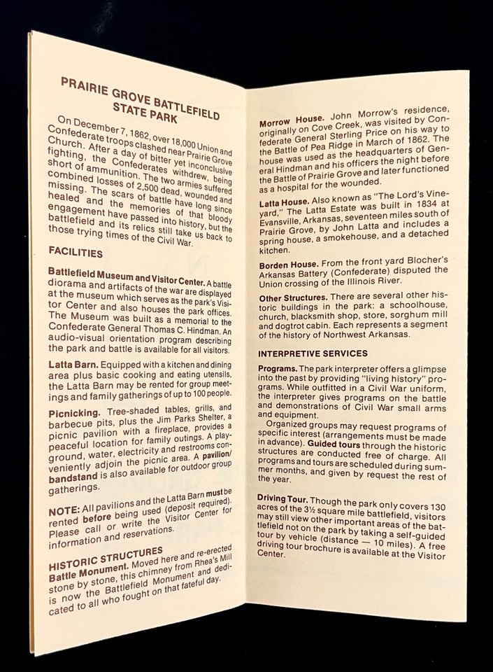 1986 Prairie Grove Battlefield State Park Arkansas Vintage Travel ...
