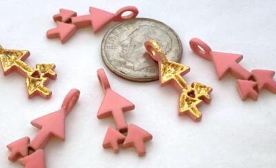 Vintage 10 x 21mm 1960's Sturdy Pink Enameled Metal Triple Arrow Charms ...