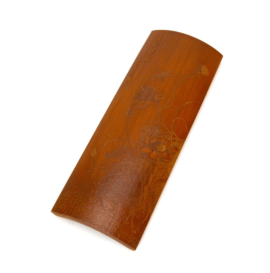 Finely Carved Chinese Qing Light Carving Lotus Bamboo Wrist Rest | eBay