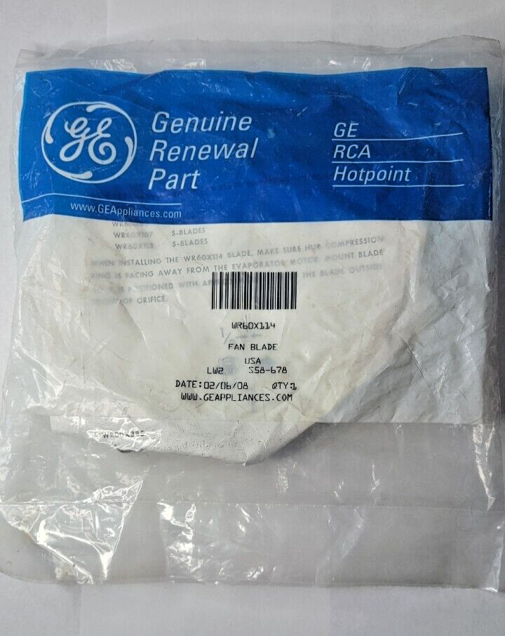 OEM GE WR60X114 Evaporator Freezer Fan Blade | eBay