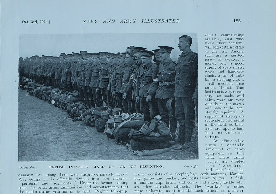 1914 WW1 PRINT SOLDIERS UNIFORM BRITISH GRENADIER FULL WAR KIT ...