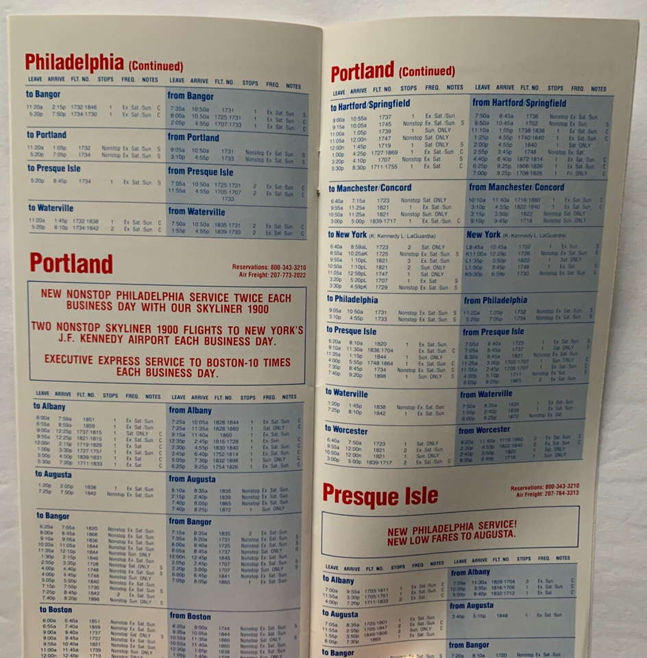 Vintage April 1984 Bar Harbor Airlines Timetable Brochure Booklet New ...
