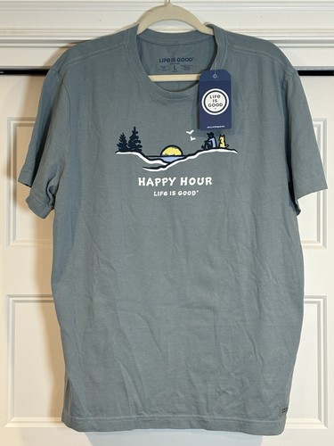 Life Is Good Happy Hour Pines Sunset SS Crusher Tee Mens Large Smoky ...