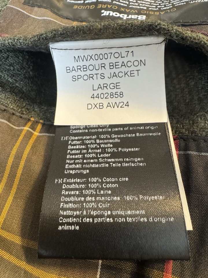 Barbour Beacon Bond Skyfall Sports Jacket Large Olive New | eBay