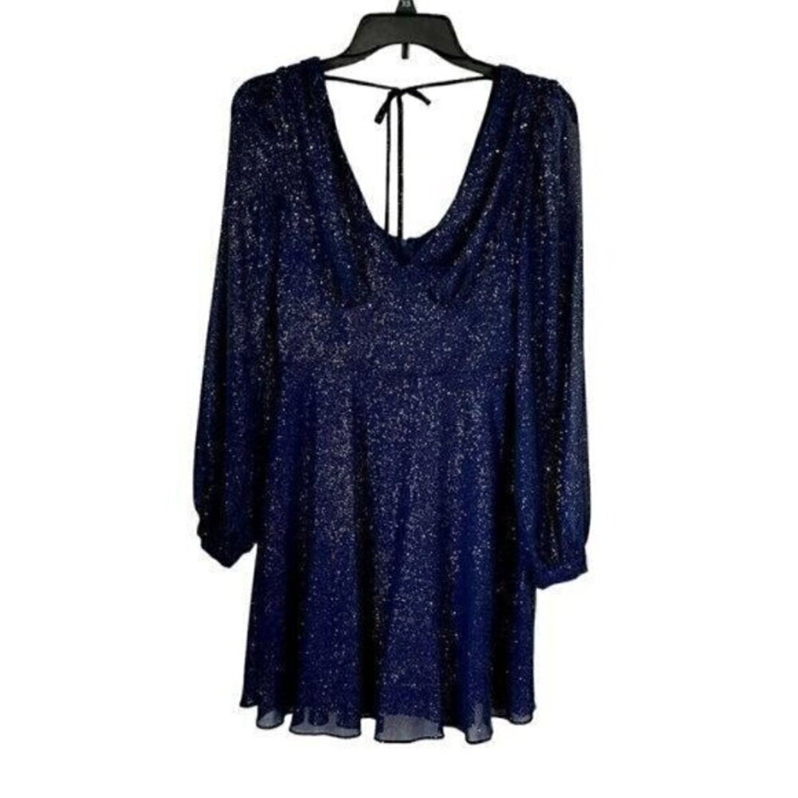 Blue Long Sleeve V-Neck Semi-Formal Dress Size 1/2 Homecoming | eBay