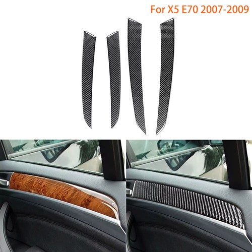 4Pcs Real Carbon Fiber Interior Door Panel Trim Strips For BMW X5 E70 ...