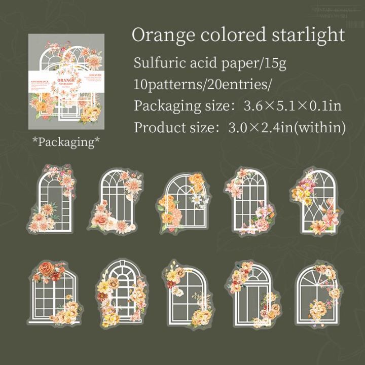 Window Frame Flower Stickers Translucent Paper 20PCS Scrapbooking Paper ...