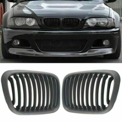 Matte Black Front Kidney Grill Grille For BMW E46 3 Series Sedan 4Door ...