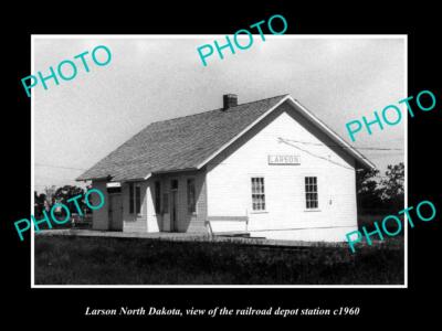 OLD 8x6 HISTORIC PHOTO OF LARSON NORTH DAKOTA RAILROAD DEPOT STATION ...