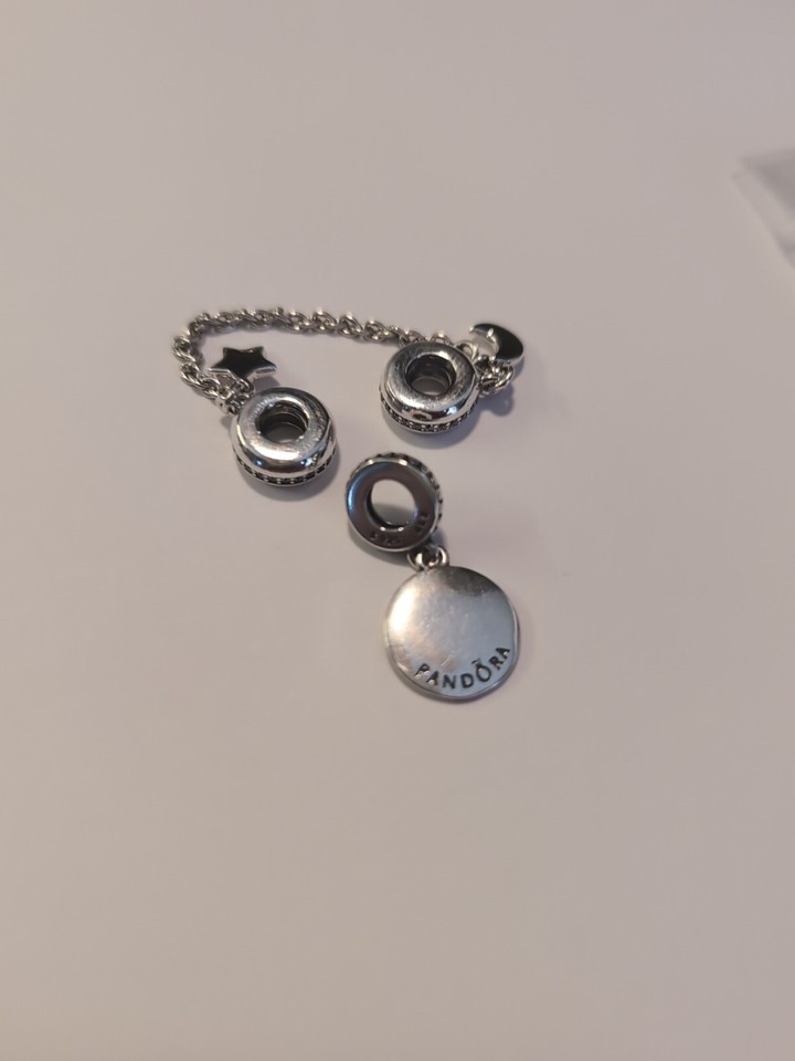 Genuine Pandora Galaxy Half Moon & Star Safety Chain & Friends & Family ...