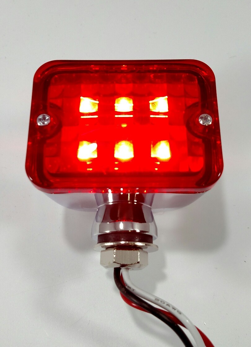 Pair Red LED Brake Lights, Indicator Lamp Signals - Chrome Metal Bullet ...