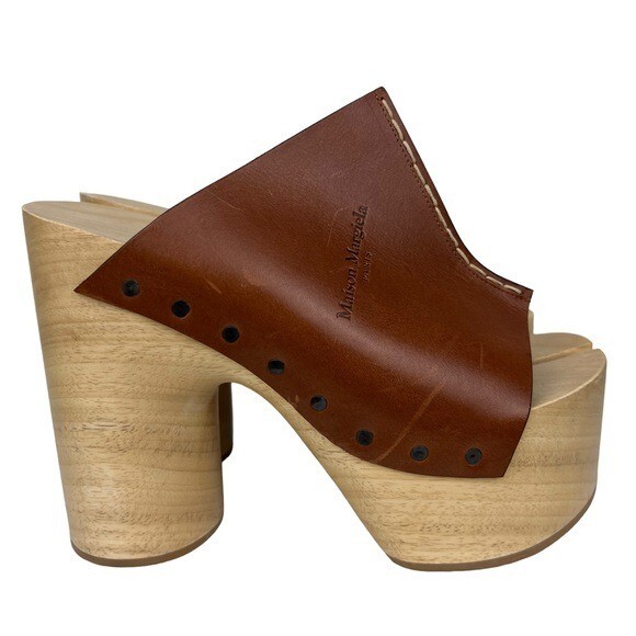 Maison Margiela Rare Tabi Leather Wooden Platform Clo… - Gem
