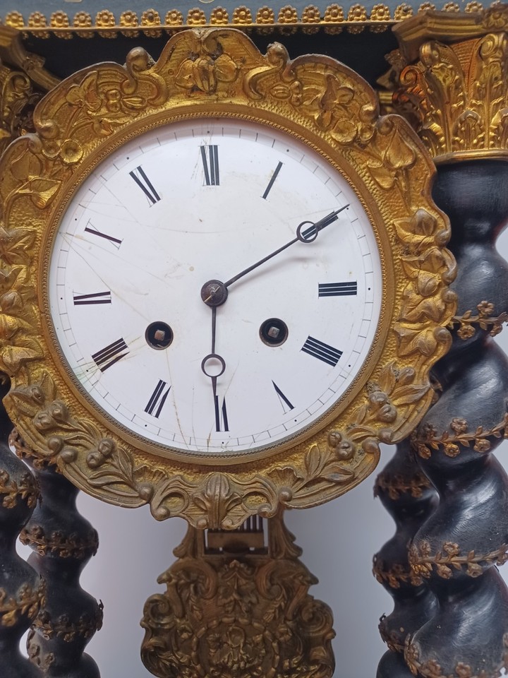 ANTIQUE FRENCH BREVETÈ NAPOLEON III PORTICO CLOCK WITH BRASS INLAY. | eBay