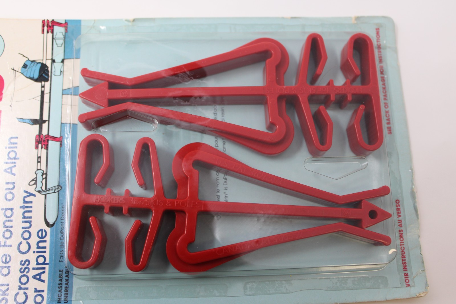 Hookers Ski and Pole Clips Red NOS, Ski & Pole Clip Set with Free Shipping