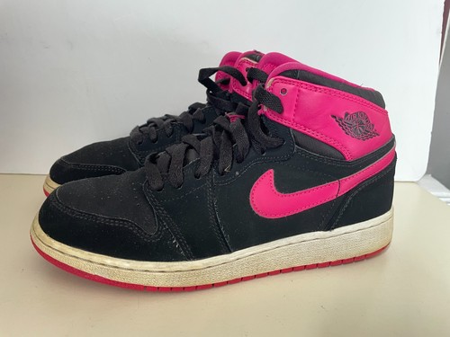 Jordan 1 Retro High Black Vivid Pink GS Size 6Y 2016 Women Youth Girl ...