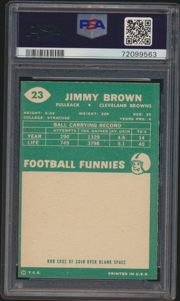 1960 Topps Jim Brown #23 HOF Cleveland Browns PSA 7 NM | eBay