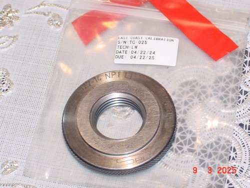 SPI 1/2-14 NPT L1 Taper Pipe NPT Ring Gage, MA 319, Last Calibration 04 ...