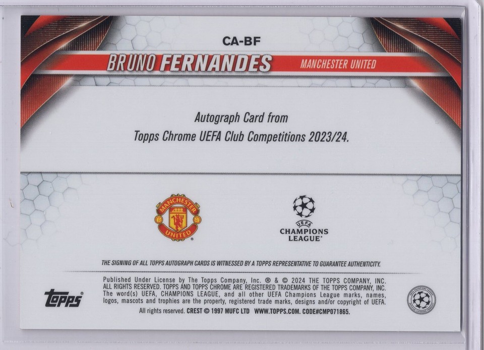 2024 Topps Chrome UEFA Autograph CA-BF BRUNO FERNANDES Gold Refractor ...