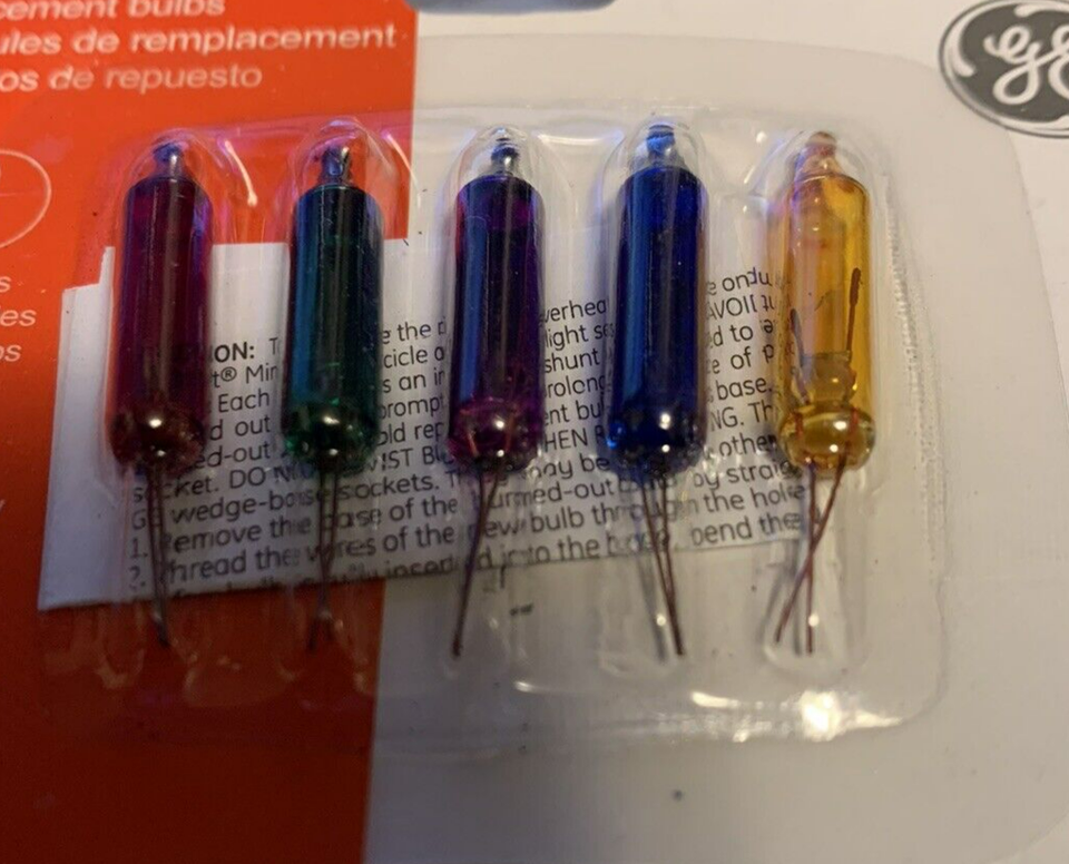 2.5 volt GE Christmas Light Bulbs Multi Color Mini for 50 100 150 ...