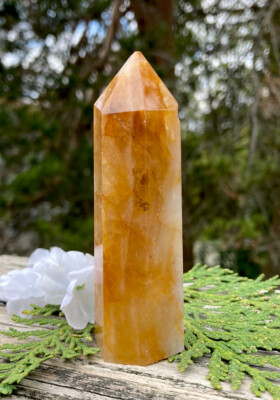 107.8g SPARKLY YELLOW FIRE QUARTZ HEMATOID CRYSTAL HEALING WAND ...