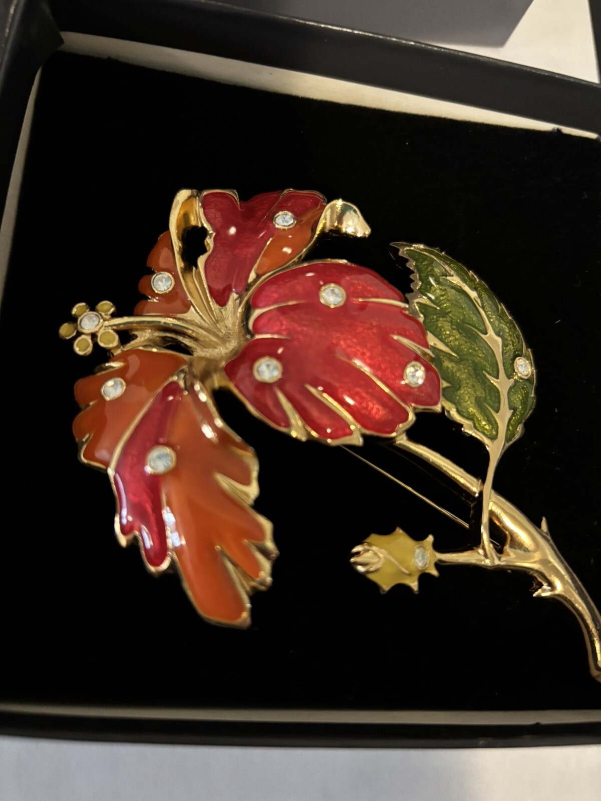 Jose Maria Barrera Hibiscus Flower Brooch Pin - NOS i… - Gem