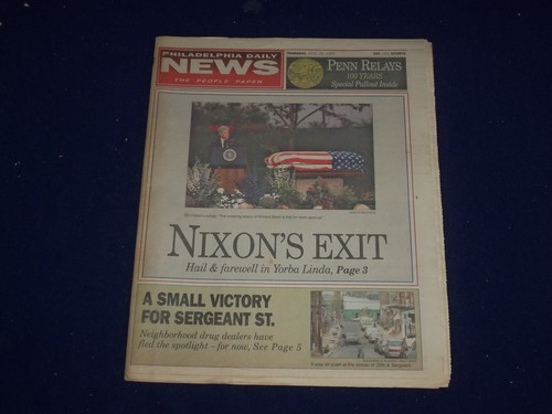 1994 APRIL 28 PHILADELPHIA DAILY NEWS - RICHARD NIXON FUNERAL - NP 2993 ...