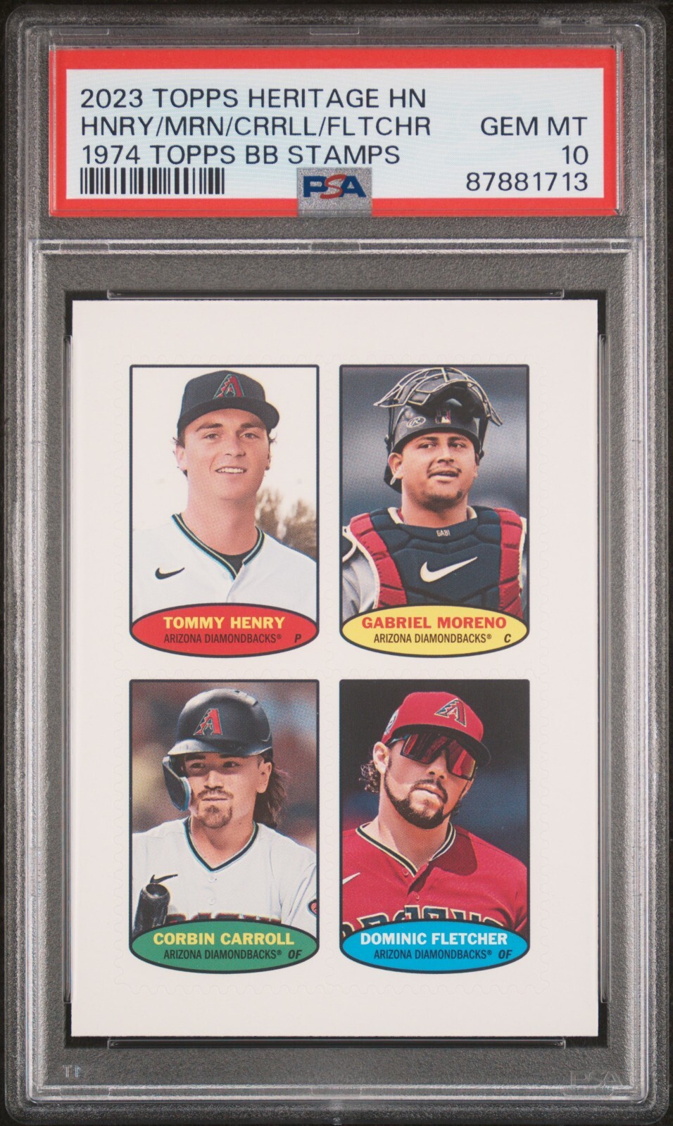 2023 TOPPS HERITAGE HIGH NUMBER CORBIN CARROLL 74S51 1974 STAMPS PSA 10 ...