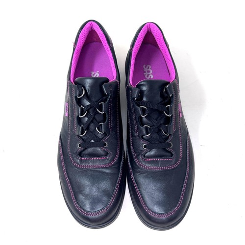 SAS Sporty Lux Sneaker Womens 11 N Black Leather Pink Trim Lace Up ...