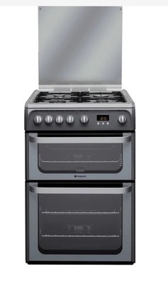 HOTPOINT Ultima 60cm Freestanding Double Oven Gas Cooker - Graphite ...