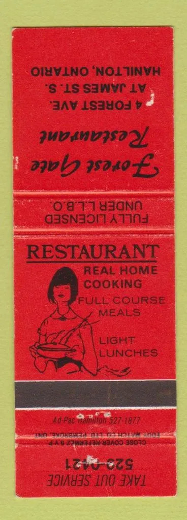 Matchbook Cover - Forest Gate Restaurant Hamilton ON girlie | eBay