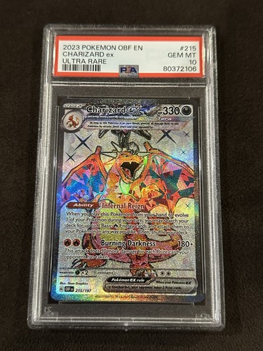 PSA 10 2023 POKEMON OBF EN-OBSIDIAN FLAMES ULTRA RARE CHARIZARD ex #215 ...