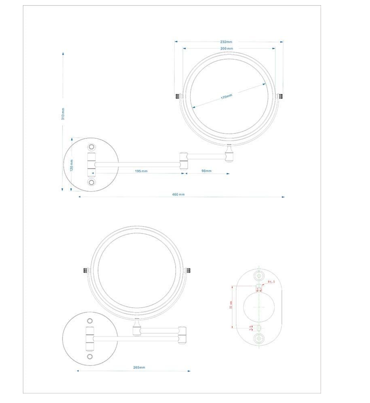 Loywe Kosmetikspiegel 7/10/15-Fach LED Beleuchtung Wandmontage ...