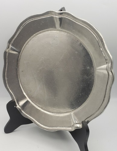 Vintage 10.5" Scalloped Metal Plate GEMETAL Alloy (Like Wilton Armetale ...