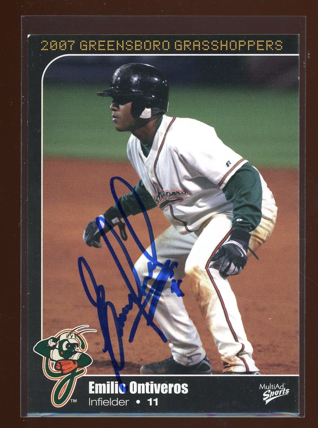 2007 Greensboro Grasshoppers EMILIO ONTIVEROS Signed Card autograph ...
