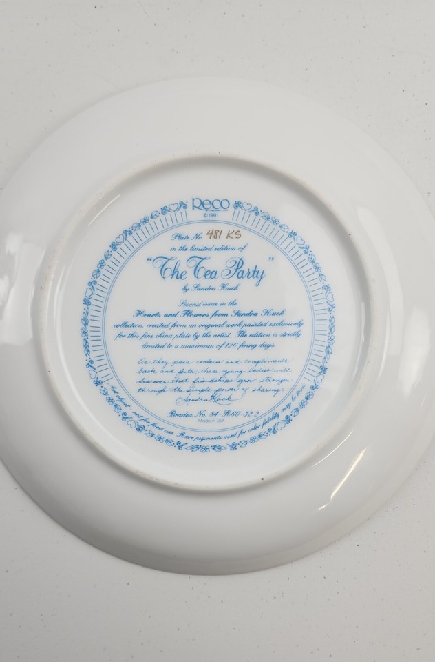 Reco Collector Plate Sandra Kuck The Tea Party 2nd Issue Hearts ...