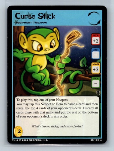 Neopets TCG - Curse Stick 25/100 - RARE - Mystery Island Wizards | eBay