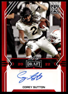 Corey Sutton 2022 Leaf Draft Autographs Red BA-CS1 Appalachian State ...