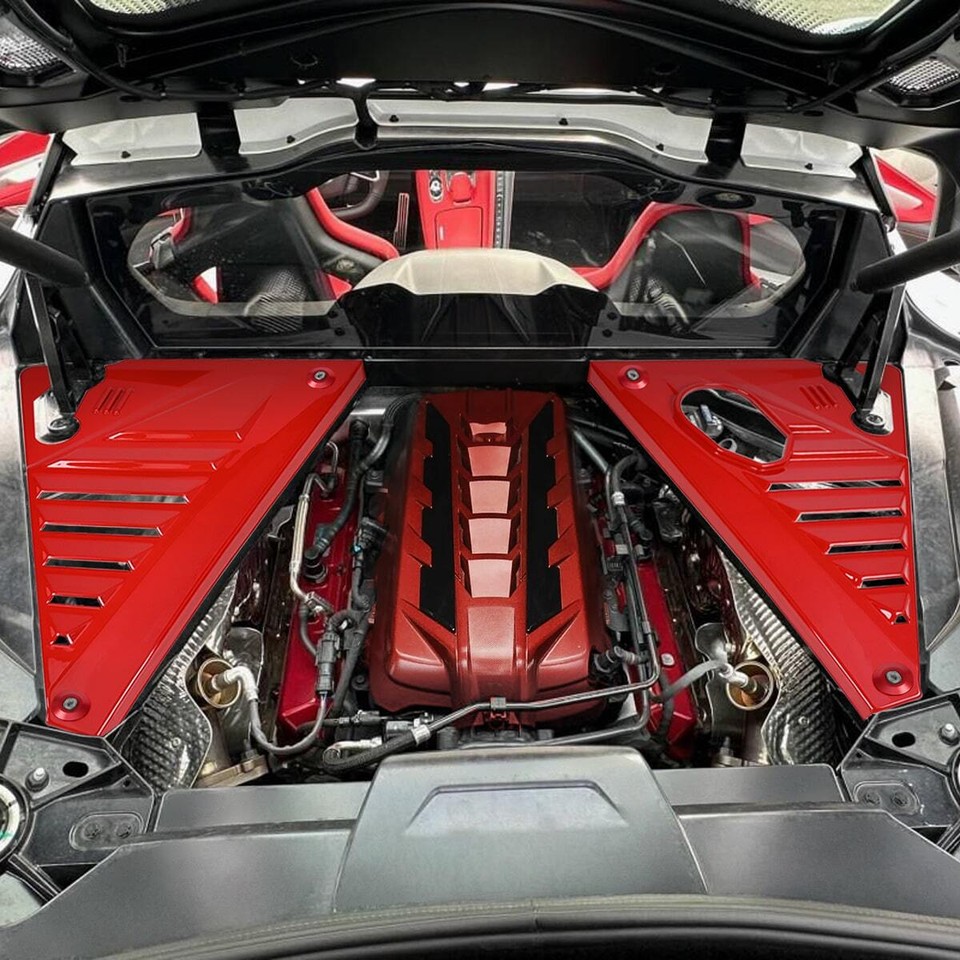 Upgraded Red Rear Engine Bay Full Cover Panel Guard for Corvette C8 ...