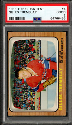 1966 Topps Usa Test NHL Hockey #4 Gilles Tremblay PSA 2 Good Canadiens ...