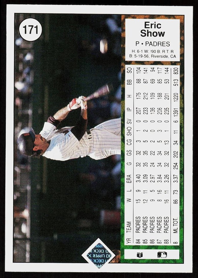 1989 Upper Deck Eric Show San Diego Padres #171 | eBay