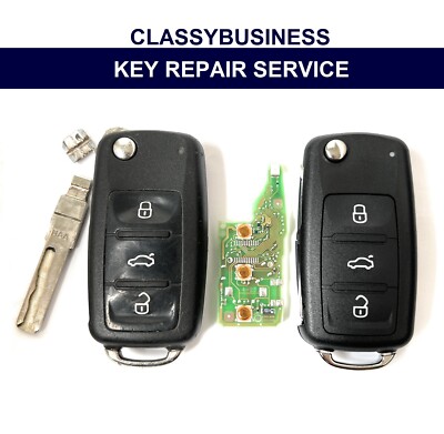 VW Volkswagen Car Key Repair 3 Button Case Battery Key Blade ...