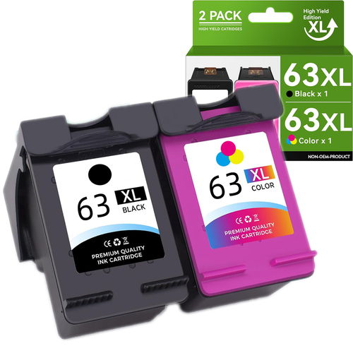High-Yield Ink for HP 63 63XL 63XXL OfficeJet 3830 4650 4652 ENVY 4512 ...