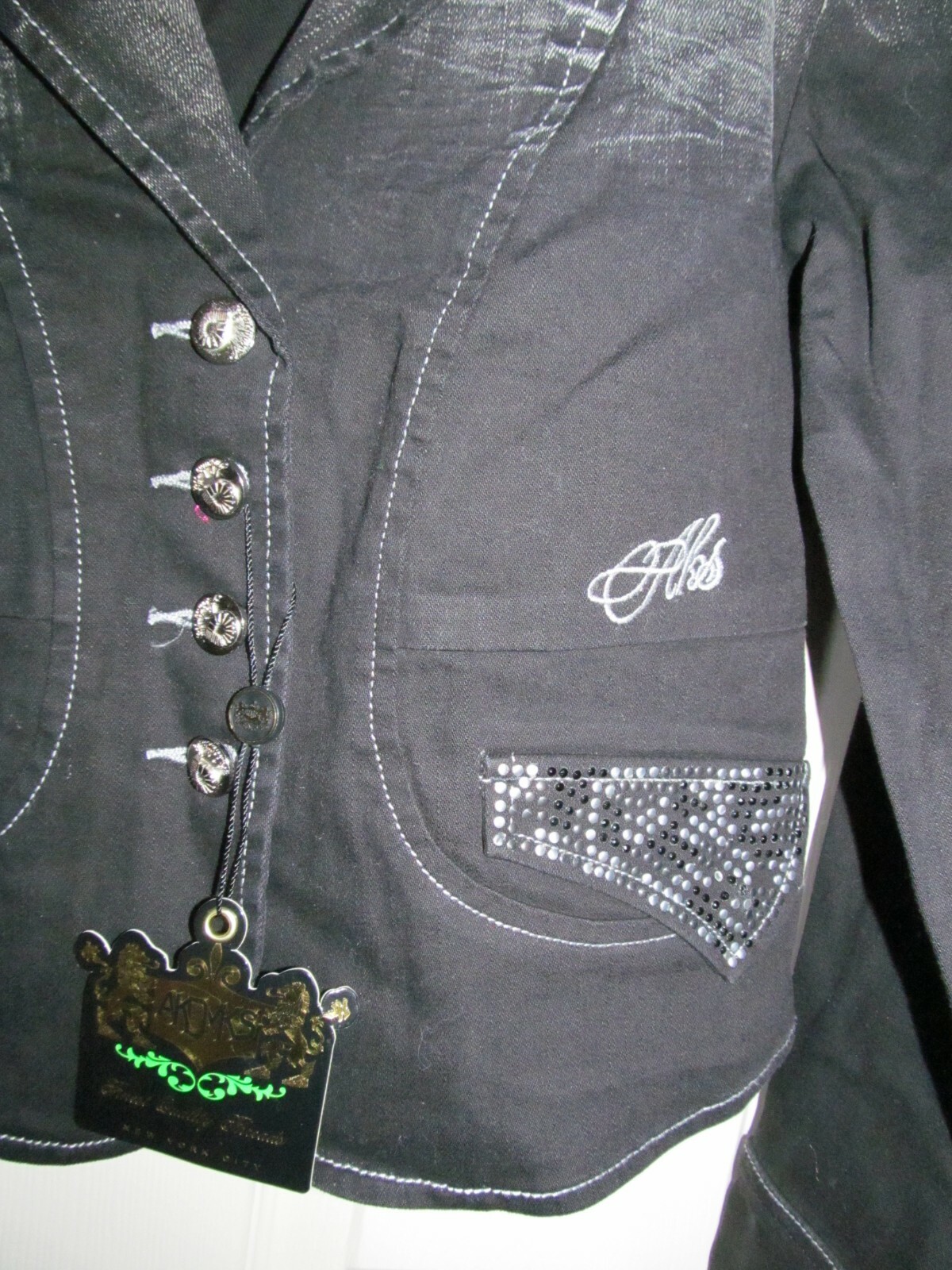 AKDMKS Akademiks Black Jean Denim Embellished Jacket Size S/P Vendor ...