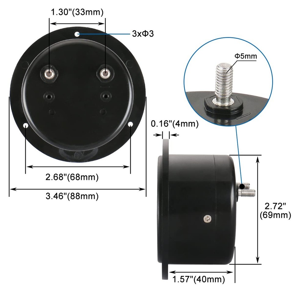 Round Voltmeter Voltage Meter 62T2 Gauge Analog Panel Class 2.5 AC 150V ...