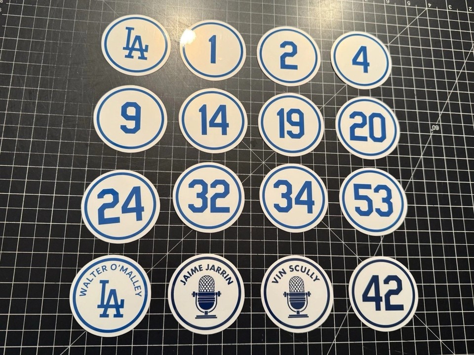 4 SIZES - Los Angeles Dodgers Retired Player Numbers Decals Banners Man ...