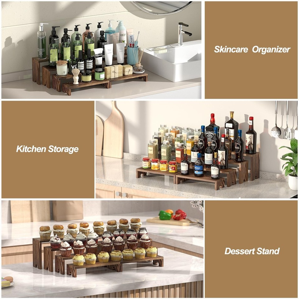 2 Set Large Wooden Tiered Risers Display Stands for Vendor Events ...